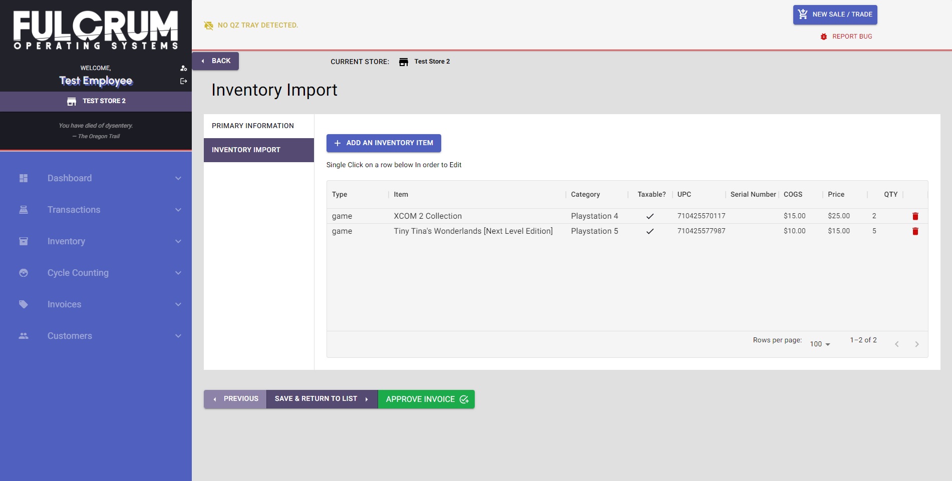Extensive Invoicing System – Fulcrum OS - Video Game Store Point of ...